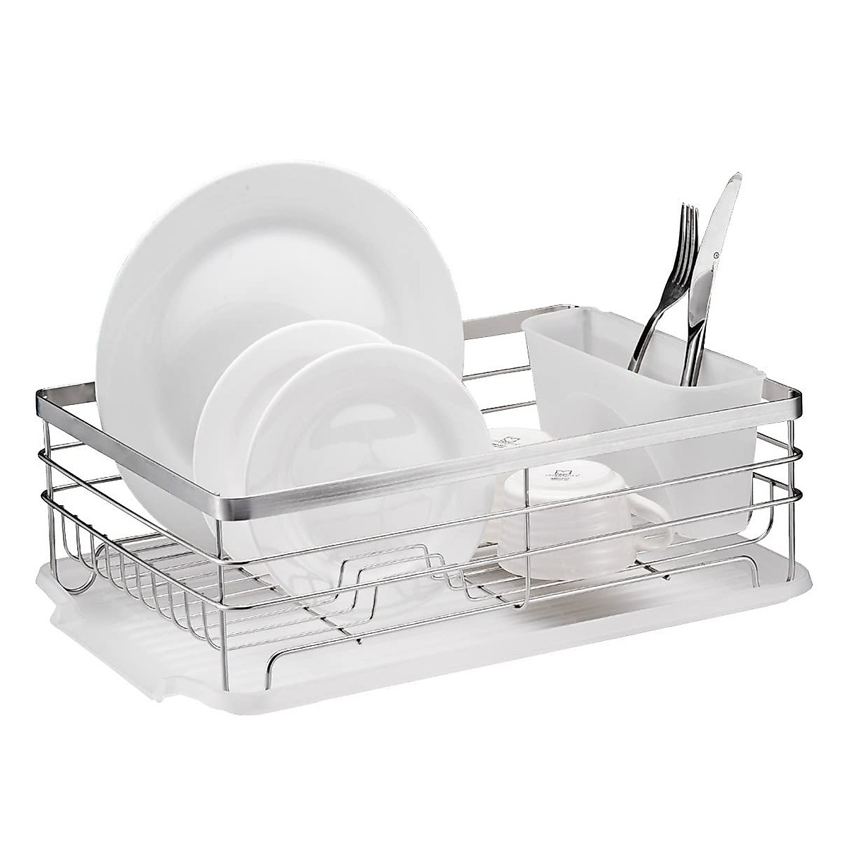 Neat-O Stylish Sturdy Stainless Steel Metal Wire Medium Dish Drainer Drying Rack (Stainless Steel, Chrome)