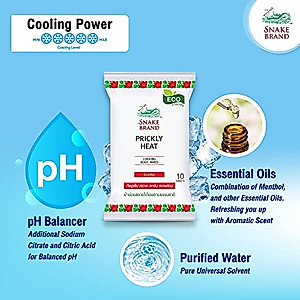 Snake Brand Cooling Body Wipes Instant Ice Eco Friendly Tissue Relaxing Original Classic Scent, 3 Packs x 10 Sheets - Daily Use Body Wipes