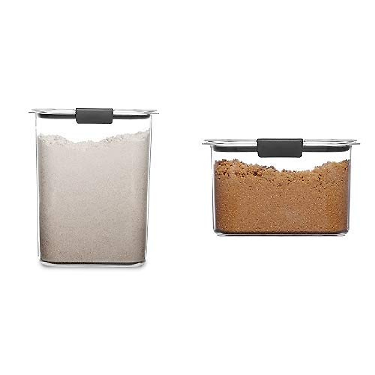 Rubbermaid Brilliance Pantry 16 and 7.8 Cup Baking Storage Container Bundle, Clear, 4-Piece Set (2 Bases with Lids)