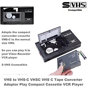 New Motorized VHS-C to VHS Cassette Adapter for SVHS Camcorders JVC RCA Panasonic (NOT Compatible with 8mm/MiniDV/Hi8 Tapes)