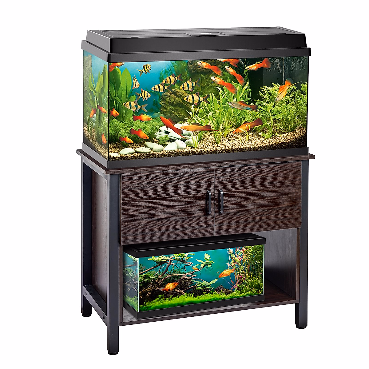 Fish Tank Stand Metal Aquarium Stand with Cabinet Aquarium Turtle Tank 36.6" x 18.9" x 30.7" for 40 Gallon（Aquarium Not Included）