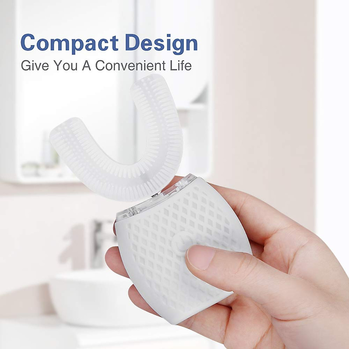 Lebond Electric Ultrasonic Toothbrush, Automatic 360 ° Ultrasonic Electric Toothbrush, Cold Tooth Whitening Instrument Automatic Toothbrush,Electric Sonic Toothbrush for Adults (White) (Lebond-1)