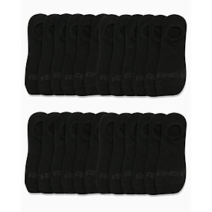 AND1 Men's Socks - Lightweight Performance No Show Liner Socks (24 Pack), Size 6-12.5, Black