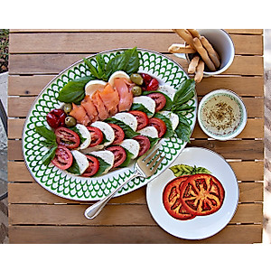 Golden Rabbit Enamelware - Set of 4-16oz Latte Mugs (Green Scallop)