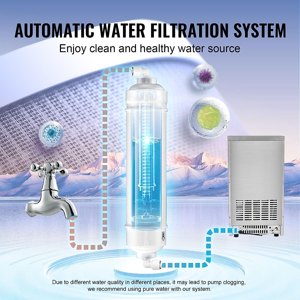 VEVOR Commercial Ice Maker Machine, 140lbs/24H Ice Maker Machine with 33lbs Storage Capacity, 60 Ice Cubes in 12-15 Minutes, LED Digital Display Commercial Ice Maker for Bar Home Office Restaurant