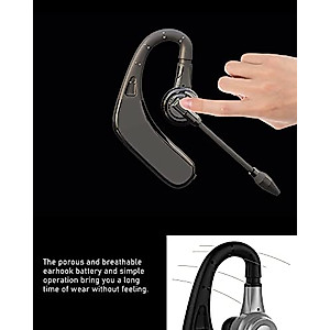 Mosonnytee Headphones Wireless Bluetooth earpiece Noise Cancelling Headphones with Microphone Truck Bluetooth Headset Hands-Free for Cell Phone with Replaceable Batteries for 20-Hours (Gold)