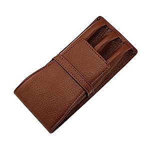 Coffee Leather Fountain Pen Case Pouch 3 Separate Slot Pen Organizer Carrying Holder
