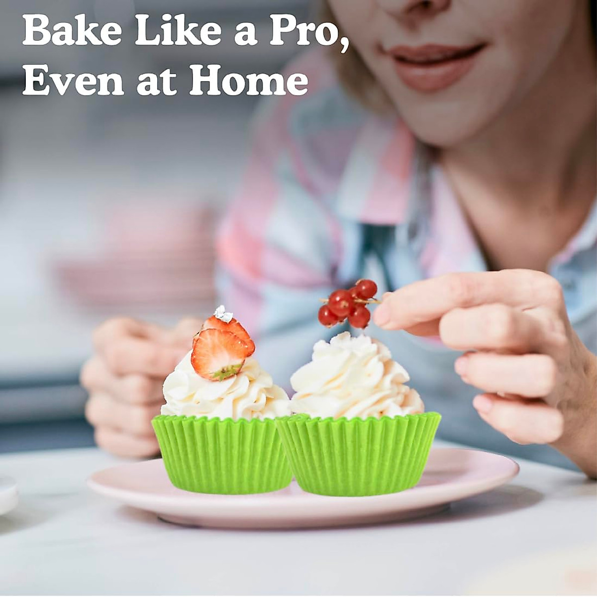 Regency Wraps Standard Baking Cups Greaseproof Professional Grade For Cupcakes and Muffins, Lime Solid, Pack of 40