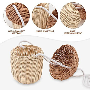 Garneck Womens Wallet Women's Tote Handbags Mini Crossbody Purse Kids Bag Rattan Woven Shoulder Bag Cute Pine Cone Basket Basket for Little Girls Boys, 5.5x3.5 Inch Teen Girl Purse Womens Wallets