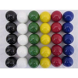 Big Game ~30 Large 1" (25mm) Replacement Solid Glass Marbles for Chinese Checker, Aggravation, Wahoo, Dirty Marbles, Board Game (5 of Each Color)