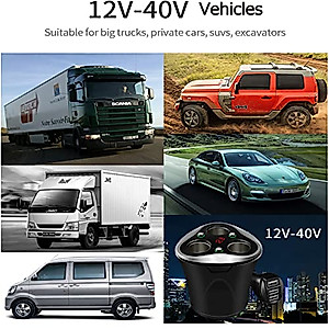 Cigarette Lighter Adapter 12V-40V 120W Cigarette Lighter Socket Splitter with 3 Sockets 3.1A 3 USB Port Car Cigarette Lighter USB Charger for Tire Inflator,Dashcam,GPS,Vacuum Cleaner Charge