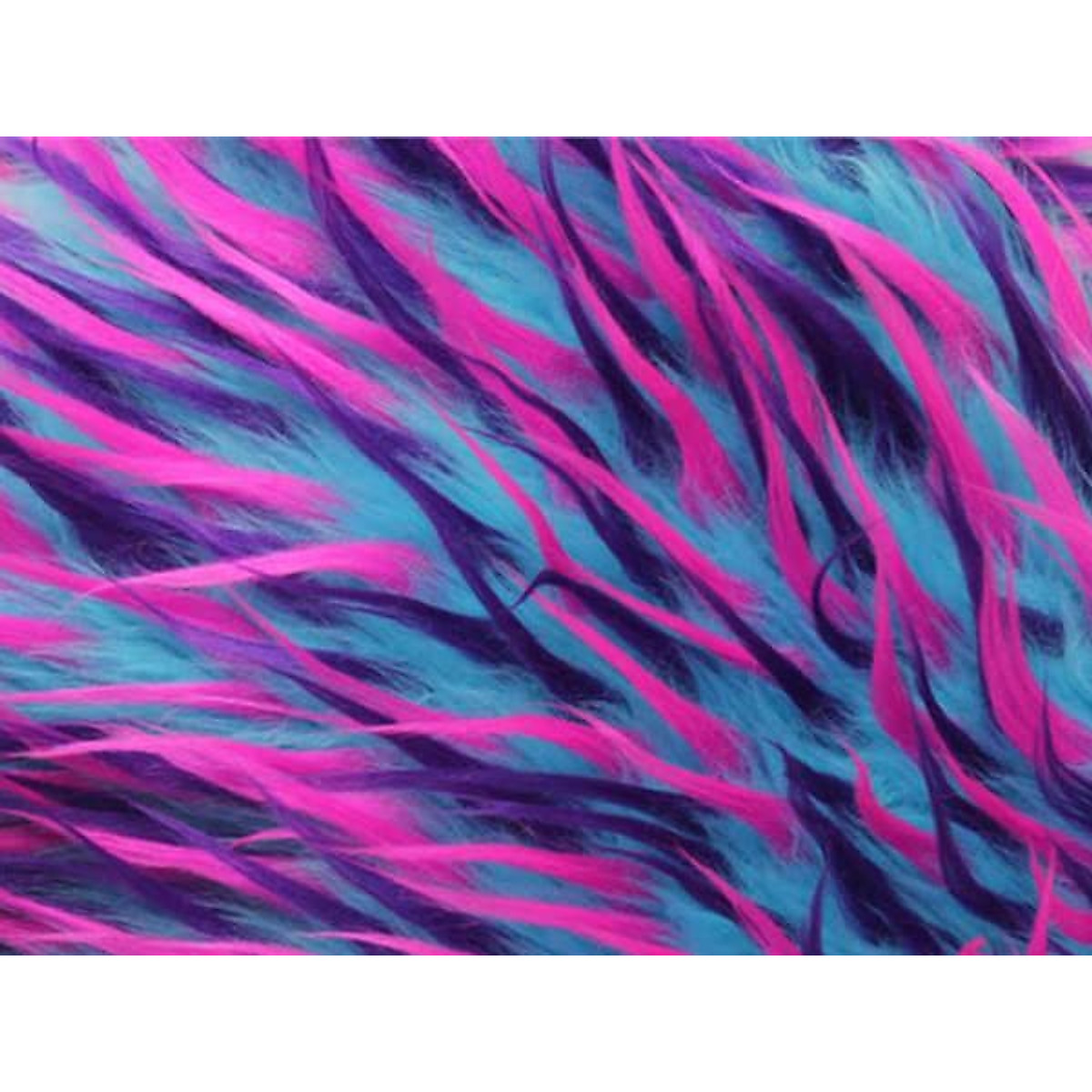 Faux Fake Fur Fabric Long Pile 3 Tone Spike Turquoise Purple Fuchsia / 60" Wide/Sold by The Yard