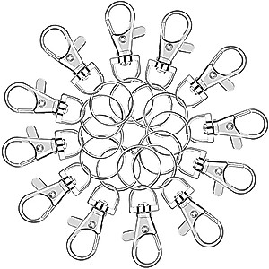 SANNIX 60pcs Key Chain Clip Hooks Swivel Clasps Lanyard Snap Hooks with Split Key Rings