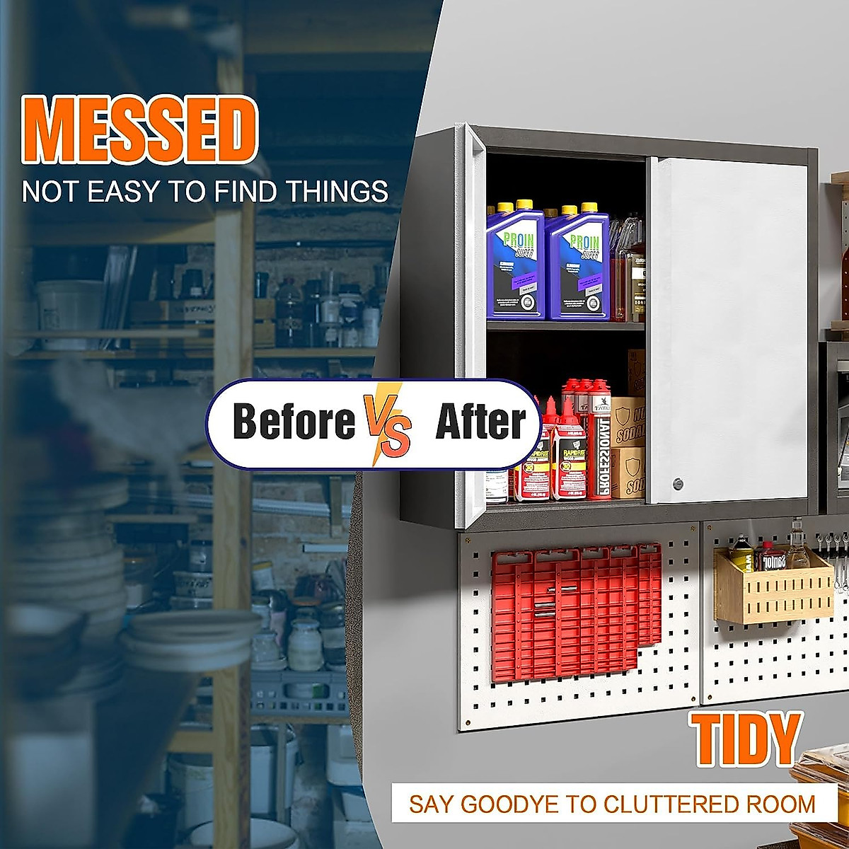 SUXXAN Metal Wall Cabinets for Storage with Lock,Steel Garage Hanging Cabinet with 1 Adjustable Shelf and 2 Doors,Garage Cabinet Upper,Wall Mounted Metal Cabinet for Office and Home