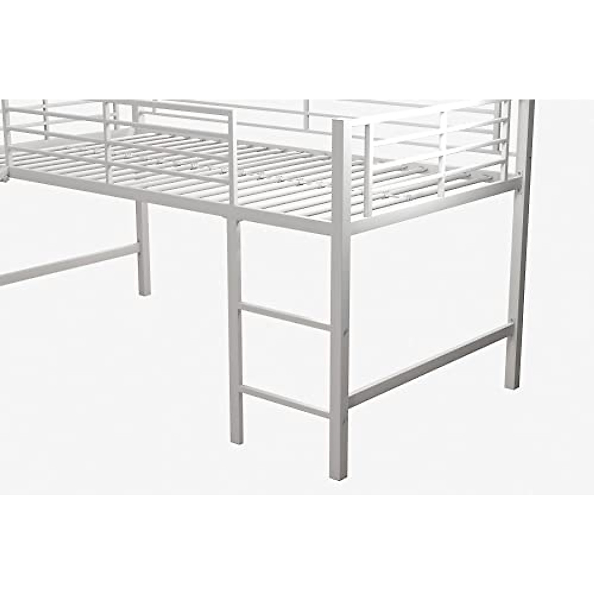 DHP Junior Twin Metal Loft Bed with Slide, Multifunctional Design, White with White Slide