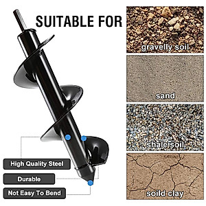 Samman Auger Drill Bit for Planting 3’’ x 10’’ Garden Auger Spiral Hole Planter Plant Tree Bulb Flower Fits for 3/8 Inch Hex Drive Drill 1Pack …