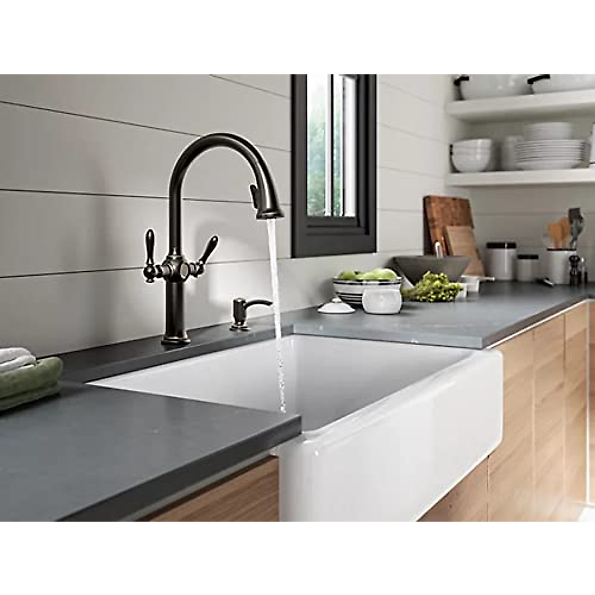 KOHLER K-R24937-SD-VS Neuhaus Pull Down Kitchen Faucet, 2-Spray Faucet, Kitchen Sink Faucet with Pull Down Sprayer in Vibrant Stainless