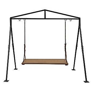 441 LBS 2 Seat Porch Swing Stand Heavy Duty Metal Hammock Chair Frame Hanging Swing Frame Stand Black Steel Outdoor A-Frame Swing Stand Indoor Hammock Stand for Kids and Adult