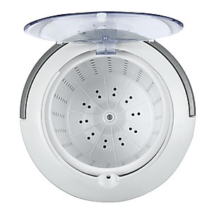 Manual Clothes Dehydrator,Portable Mini Dryer Compact Spin Dryer with Clear Top Cover,12L/3.17gal Freestanding Manual Dehydrator, Manual Clothes Dryer for Camping, Traveling, and Hotel Use (White)