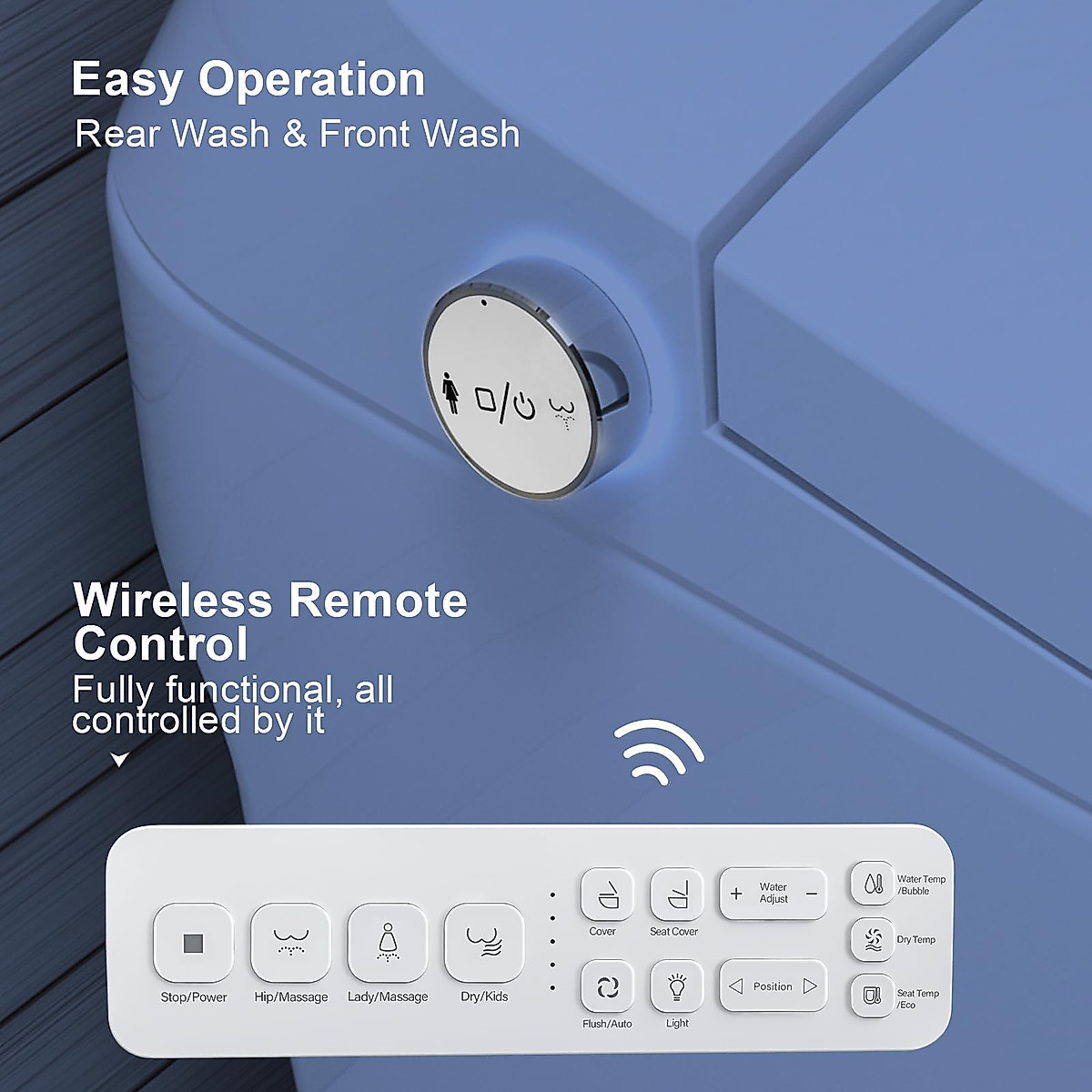 ZMJH 901 Smart Toilet with Bidet Built in, One Piece Elongated Toilet, Dryer and Warm Water, Heated Seat, Auto Flush, Soft Close Seat, Remote Control