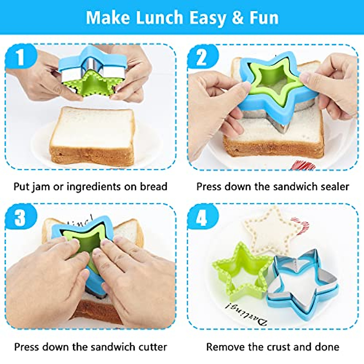 Sandwich Cutter And Sealer Set 29 Pcs, Plants Shaped Sandwich Cutter For Kids - Vegetable Fruit Food Cutters For Kids Lunch, Uncrustables Sandwich Maker, Cookie Cutters For Baking Christmas