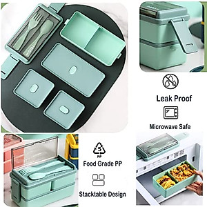 Bazasa Lunchbox Bento Box Lunch Containers for Work Lunchbox for Men Woman Leak-Proof Lunch Box With 3 Compartments & Sauce Container Pink Bento Box Microwave-& Dishwasher-Safe