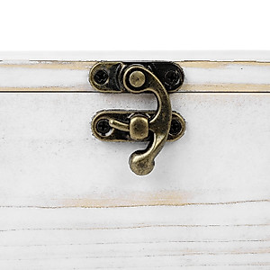 MyGift Rustic Whitewashed Wood Cutlery Tray Case with Acrylic Lid and Latch Lock, Buffet Table Utensils Flatware Server Caddy, Spoon and Fork Holder