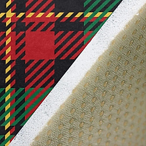 Doormat Welcome Door Mat-Plaid in Red Green Yellow Black Christmas,Living Room Kitchen Floor Mat Home Indoor Outdoor Decoration 24X16INCH