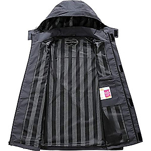 OTU Men's Lightweight Waterproof Hooded Rain Jacket Outdoor Raincoat Shell Jacket for Hiking Travel Darkgrey XL