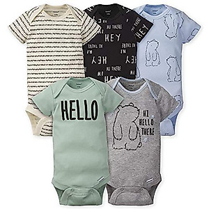 Gerber Baby Boys 5-Pack Short Sleeve Variety Onesies Bodysuits Hello Bear 0-3 Months