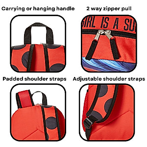 Miraculous Ladybug Backpack for Girls, 16 inch, Red