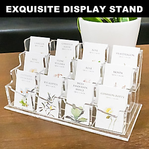 Patioer Clear Acrylic Business Card Holder for Desk 11 x 4.9 x 5.1 inches, 3 Tier 12 Pockets Multiple Card Stand Business Card Holder Display Office