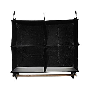 Household Essentials 4 Pocket Wide Organizer with Hangbar, Black