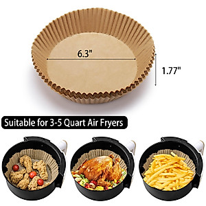 200Pcs Air Fryer Disposable Paper Liner, Round Non-Stick Air Fryer Liners Parchment Paper for Air Fryer Baking Roasting Microwave Oven (6.3 inch)