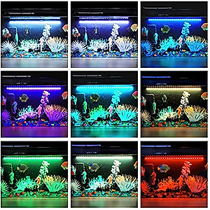 DOCEAN Aquarium Lighting Fish Tank Light with APP Control, RGB Color Changing, with Timer 9 LEDs, 7 inch/18cm, for Aquarium/Fish Tank
