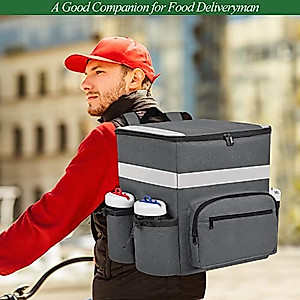 ZFZGFRCS Food Delivery Backpack Pizza Delivery Bag Insulated Delivery Bag with Cup Holders, Delivery Backpack with Support Boards for Bike Delivery, Food Delivery Bag for Carry HOT/COLD (Gray)