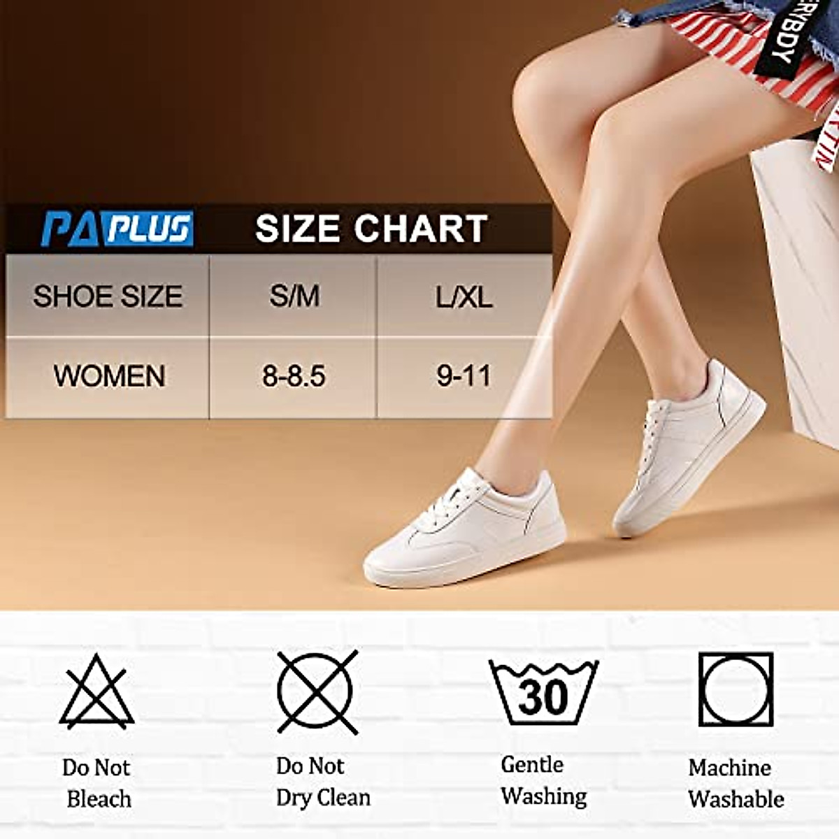 PAPLUS No Show Socks Womens 6 Pairs, Non Slip Cushioned Low Ankle Socks with Arch Support