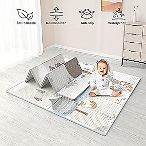 Fodoss Baby Play Mat, 47x47inch Play Mat, 0.4 in Thick Waterproof Playmat for Babies, Foldable Play Mat for Small Baby Playpen, Small Spaces