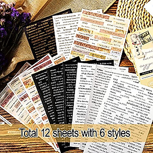 Juome 12 Sheet Quote Stickers for Journaling, Scrapbook Stickers for Scrapbooking Supplies, Words Phrases Stickers for Journaling Supplies Junk Journal Aesthetic Stickers
