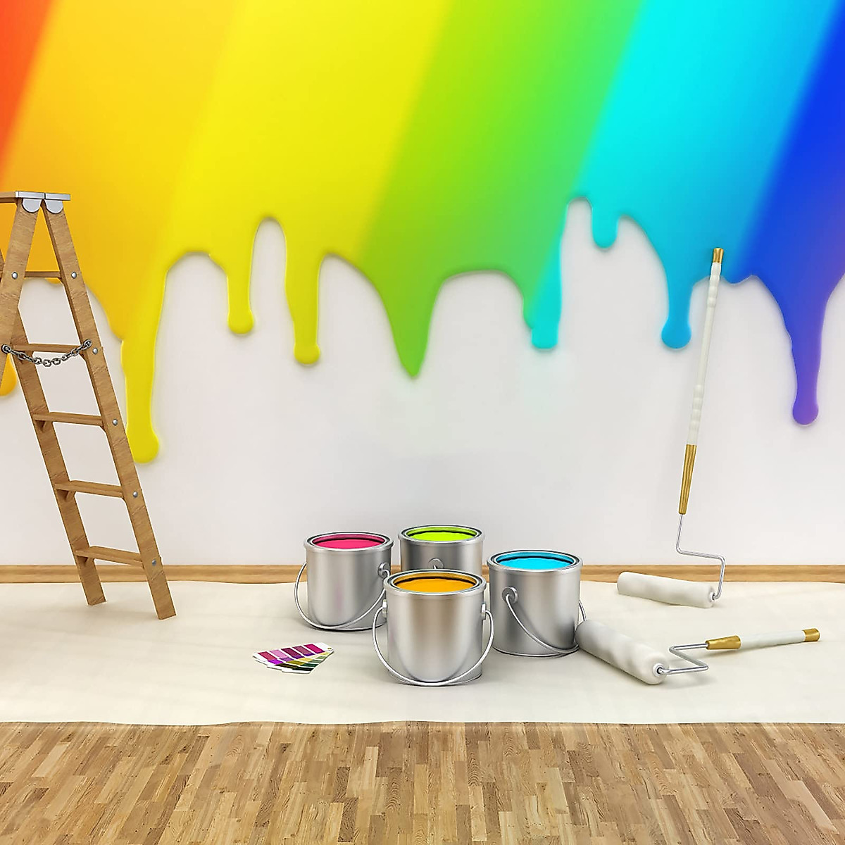 WUWEOT 4 Pack Empty Paint Can, Gallon & Quart Unlined Paint Pails, Metal Bucket Container with Lid, Handle and Spones for Paint, Varnish, Craft DIY Art Supply Storage