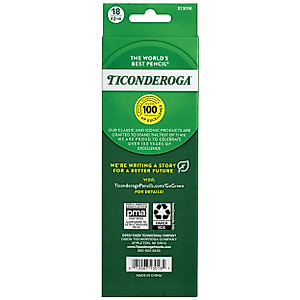 Ticonderoga Wood-Cased Pencils, Pre-Sharpened, 2 HB Soft, Neon Colors, 18 Count