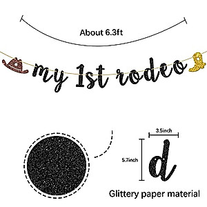 INNORU My 1st Rodeo Banner, Mexican Theme first Birthday Party Decorations, West Cowboy Cowgirl 1st Birthday Party Decorations Black Glitter