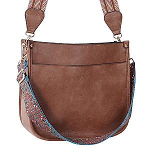 Caitina Crossbody Bag For Women Vegan Leather Hobo Handbag Designer Crossbody Purses Bucket Bag For Women with 2PCS Adjustable Strap(Beige)