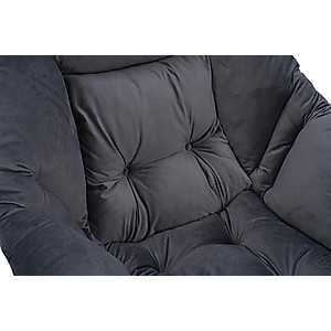 YOPTO Single Steel Frame Leisure Sofa-Chair with Armrests and A Side Pocket,Modern Cotton Fabric Lazy-Chair,Accent Contemporary Lounge Chair for Living Room Bedroom,Dark Gray