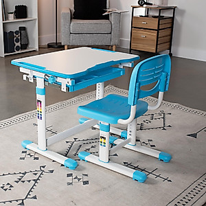 VIVO Height Adjustable Kids' Desk Chair, Chair Only, Multifunctional Interactive Workstation for School Study or Play, Children's Ergonomic Seat with Back, Blue, DESK-V201B-CH