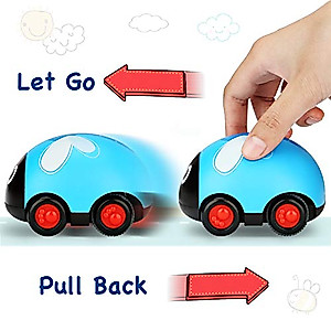 LiKee Toys Cars Friction Powered Vehicle Play Push and Go Back and Forth Car Toys Party Gifts Stocking Fillers for Toddlers Kids Boys Girls Age 3+ Years Old (4 Packs)