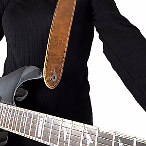 Perri's Leathers Ltd. - Italian Leather Guitar Strap - Adjustable from 41" to 56" for Electric, Bass, Acoustic Guitar - Deluxe Italian Leather - Chestnut (JW-G7LE-IT68)