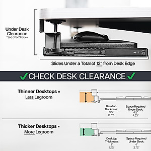 VIVO Small Keyboard Tray, Under Desk Pull Out with Extra Sturdy C Clamp Mount System, 20 Inches (26 Inches Including The Clamps) x 11 Inches Slide-Out Platform Computer Drawer for Typing, Black,