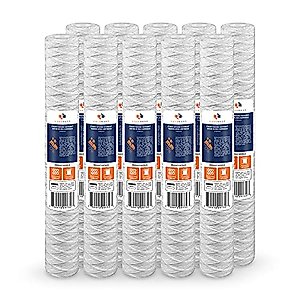 Aquaboon 5 Micron 20" x 2.5" String Wound Sediment Water Filter Cartridge | Universal Replacement for Any 20 inch RO Unit | Compatible with 101-230, PD-5-20, AP110-2C, P5-20, CFS124-C20, 10-Pack