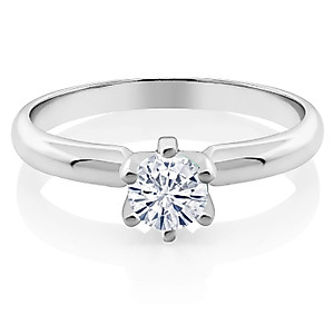 925 Sterling Silver Forever Classic Moissanite From Charles & Colvard Solitaire Engagement Ring For Women (0.50 Cttw, Round 5MM, Available In Size 5, 6, 7, 8, 9)